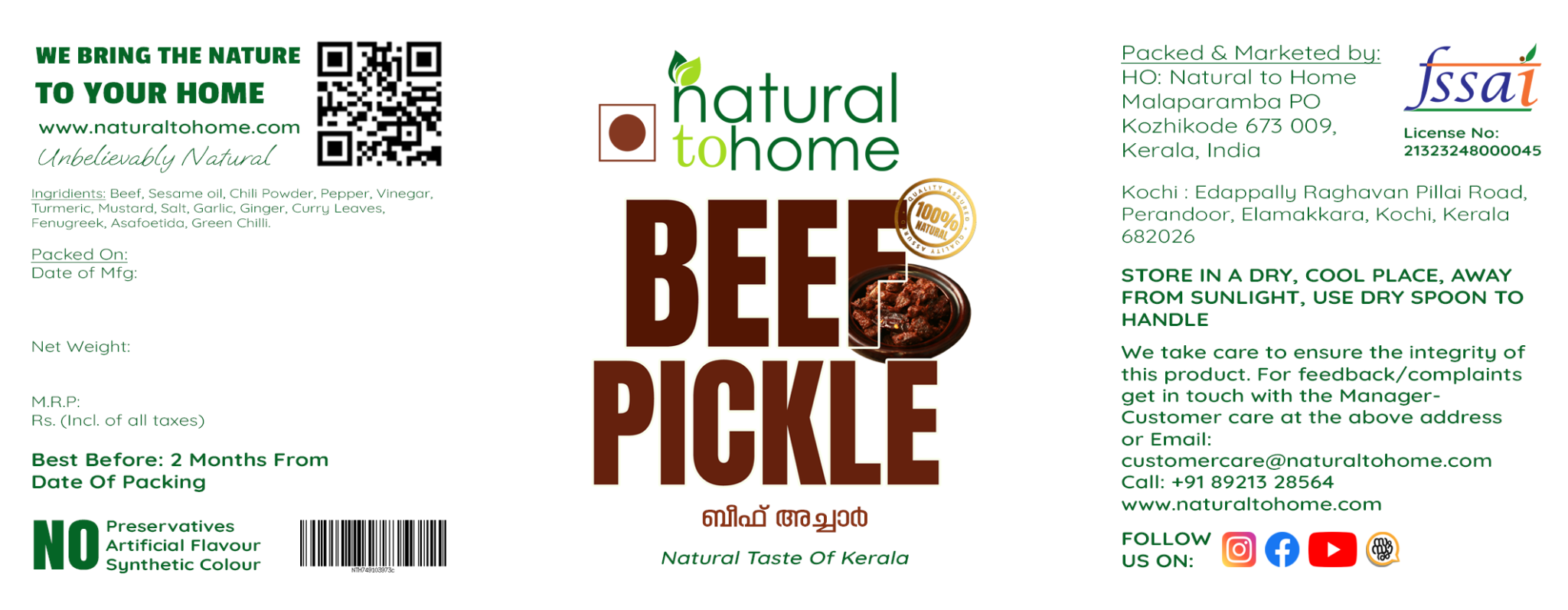 Beef Pickle (Beef achar-Kerala Home Made-Export Quality) - naturaltohome